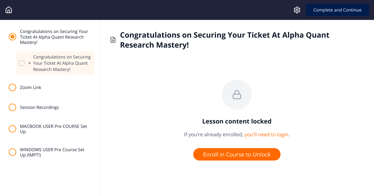 Alpha Quant Research Mastery Course Platform - CodeRocket | Tailwind AI ...