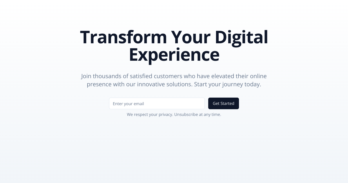 Landing page hero section with heading, text and opt-in form - CodeRocket