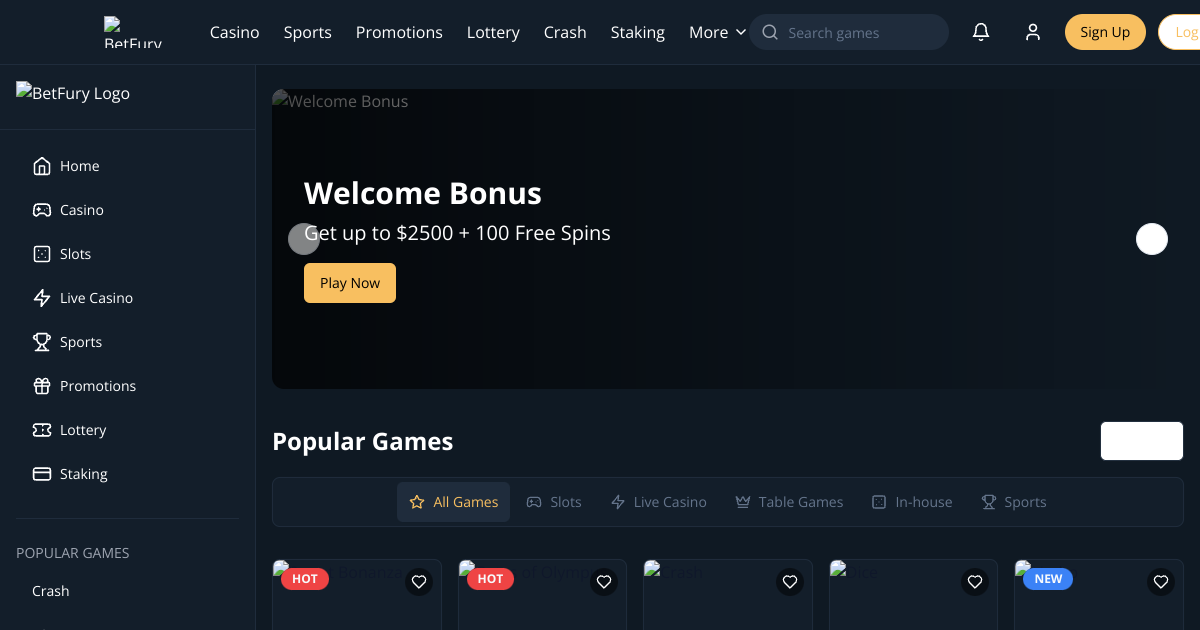 BetFury Website Clone - CodeRocket