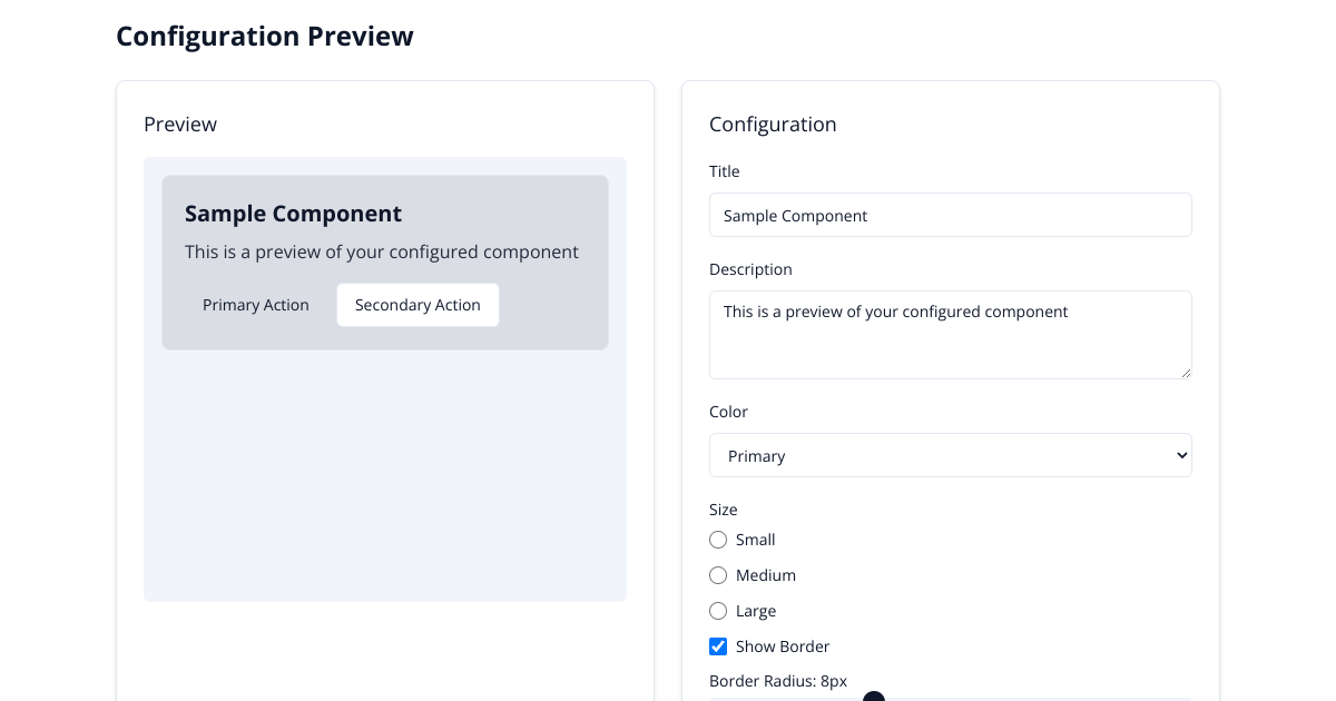 Configuration component with live preview - CodeRocket