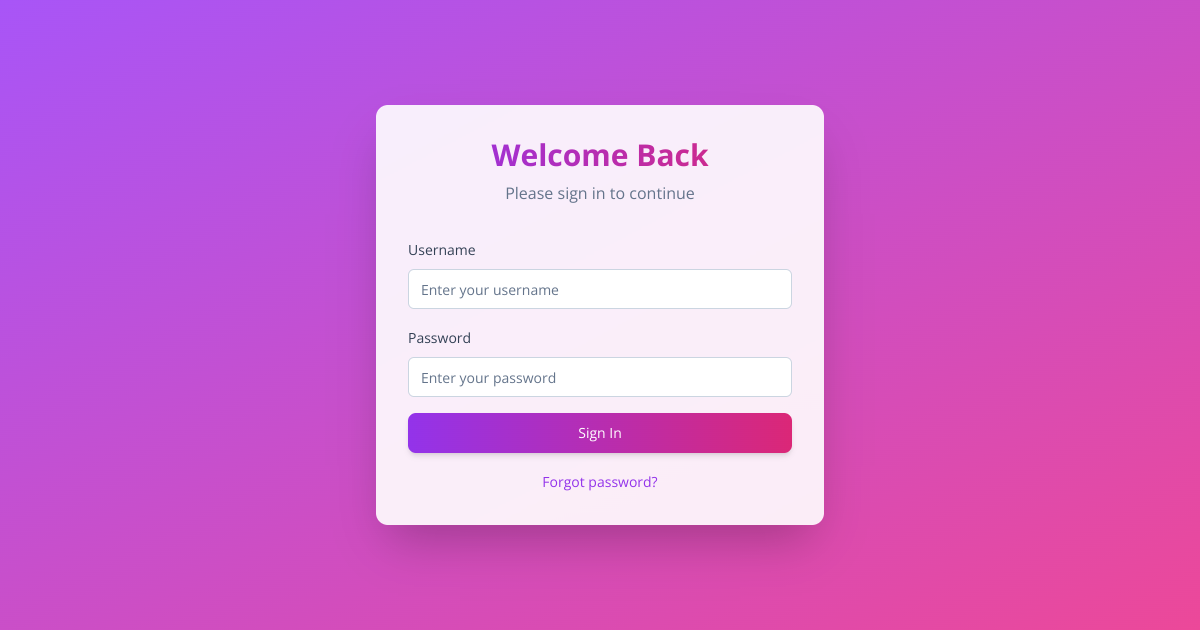 Redesigned login page with purple and pink palette - CodeRocket