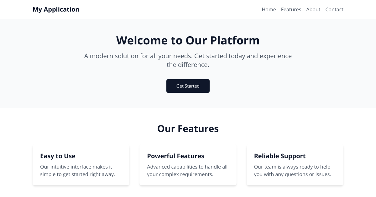 Basic landing page with header and footer - Tailwind AI